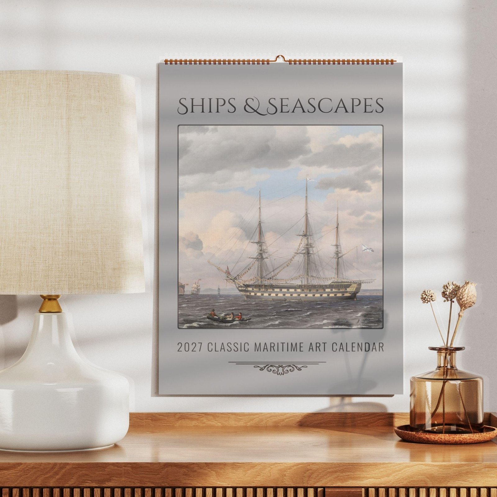 Maritime Wall Calendar with Sailboat Art